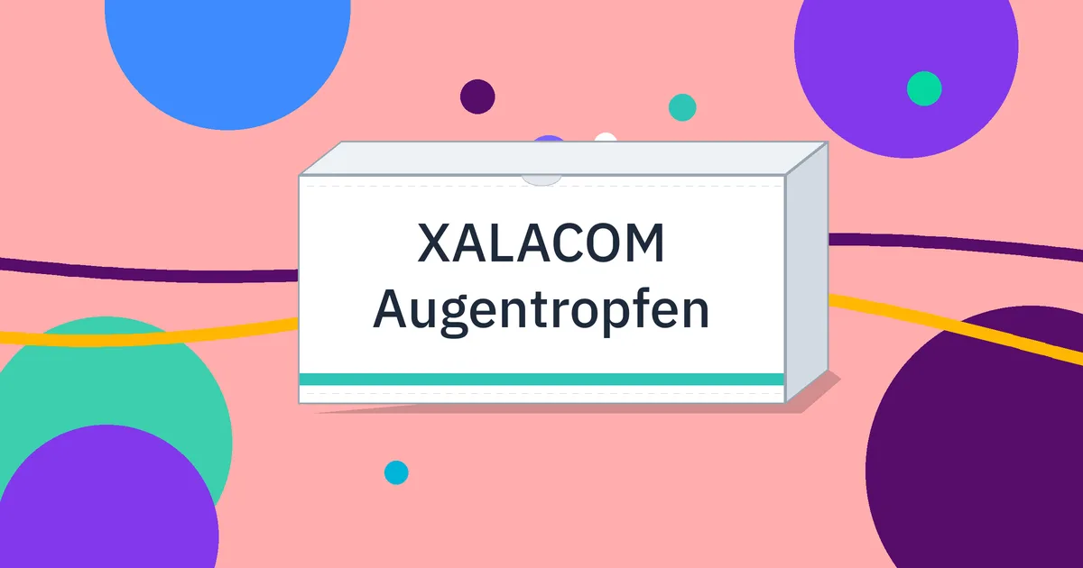 Symbolbild: Packung mit der Aufschrift XALACOM Augentropfen (PZN 13824955) – Verfügbarkeit und Bezug in Apotheken in Frankfurt am Main