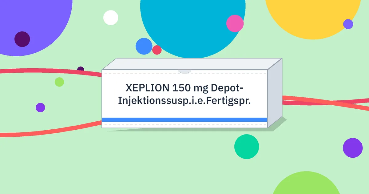 Symbolbild: Packung mit der Aufschrift XEPLION 150 mg Depot-Injektionssusp.i.e.Fertigspr. (PZN 10533341) – Verfügbarkeit und Bezug in Apotheken in Frankfurt am Main