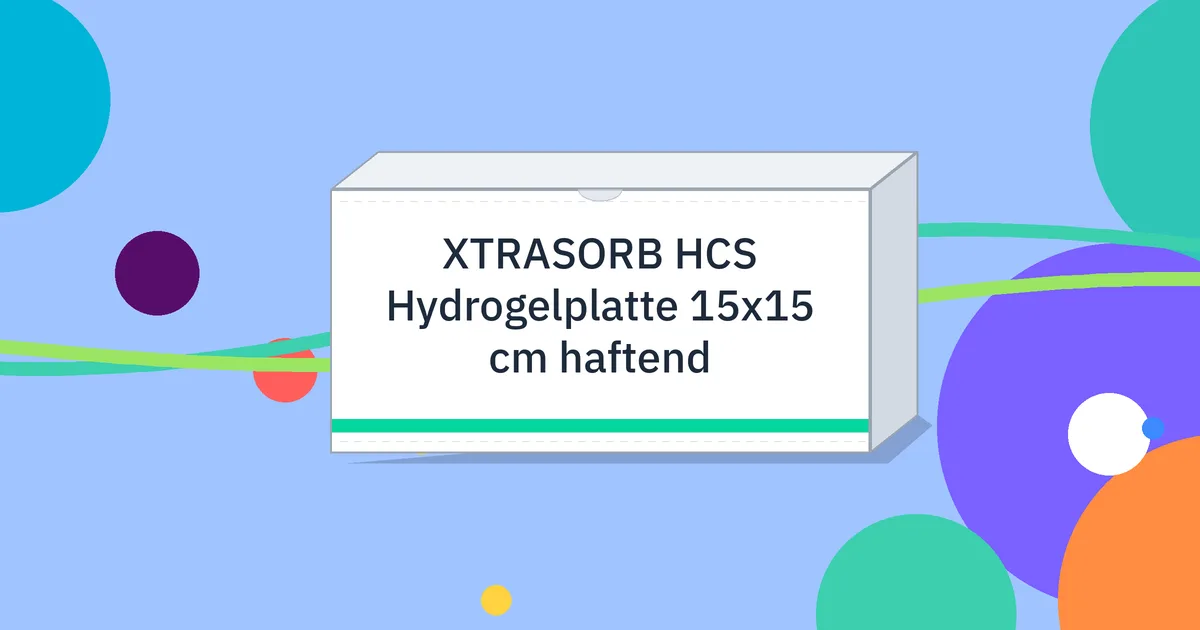 Symbolbild: Packung mit der Aufschrift XTRASORB HCS Hydrogelplatte 15x15 cm haftend (PZN 07645504) – Verfügbarkeit und Bezug in Apotheken in Frankfurt am Main