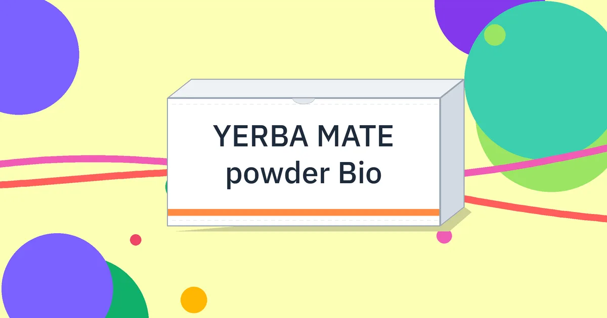 Symbolbild: Packung mit der Aufschrift YERBA MATE powder Bio (PZN 18412418) – Verfügbarkeit und Bezug in Apotheken in Frankfurt am Main