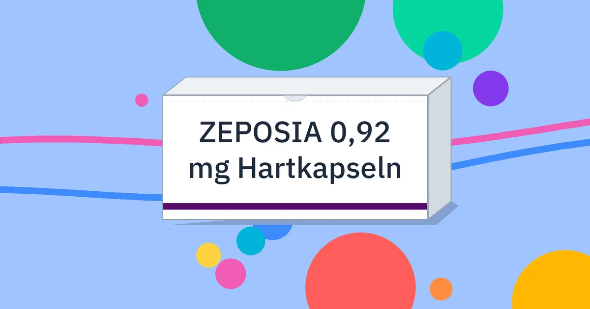 Symbolbild: Packung mit der Aufschrift ZEPOSIA 0,92 mg Hartkapseln (PZN 17998126) – Verfügbarkeit und Bezug in Apotheken in Frankfurt am Main