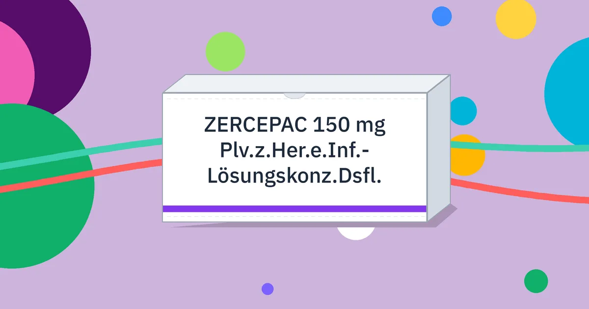 Symbolbild: Packung mit der Aufschrift ZERCEPAC 150 mg Plv.z.Her.e.Inf.-Lösungskonz.Dsfl. (PZN 16768074) – Verfügbarkeit und Bezug in Apotheken in Frankfurt am Main