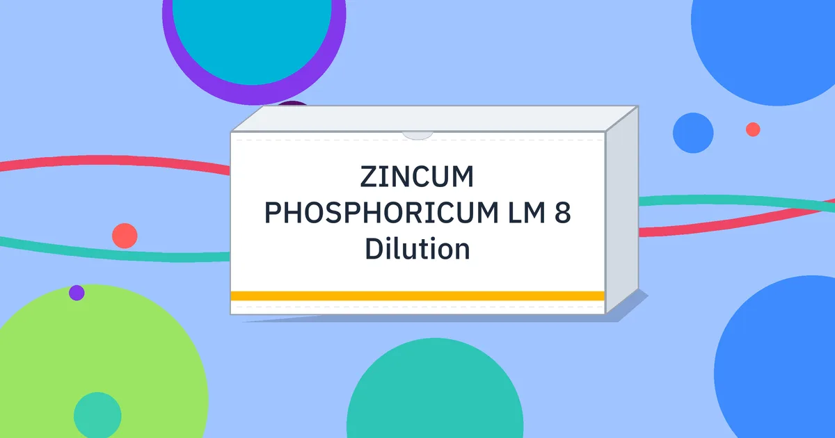 Symbolbild: Packung mit der Aufschrift ZINCUM PHOSPHORICUM LM 8 Dilution (PZN 13297332) – Verfügbarkeit und Bezug in Apotheken in Frankfurt am Main