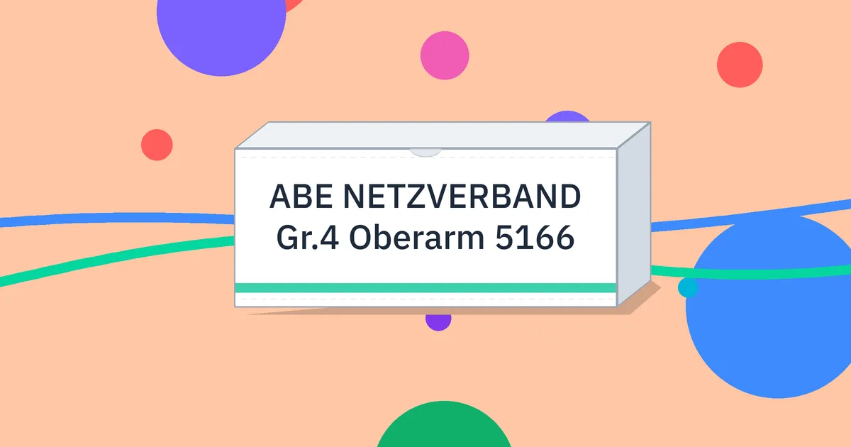 Symbolbild: Packung mit der Aufschrift ABE NETZVERBAND Gr.4 Oberarm 5166 (PZN 03065810) – Verfügbarkeit und Bezug in Apotheken in Frankfurt am Main