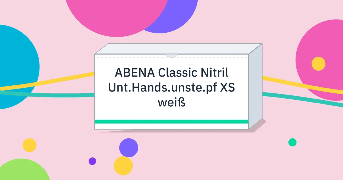 Symbolbild: Packung mit der Aufschrift ABENA Classic Nitril Unt.Hands.unste.pf XS weiß (PZN 18440567) – Verfügbarkeit und Bezug in Apotheken in Frankfurt am Main
