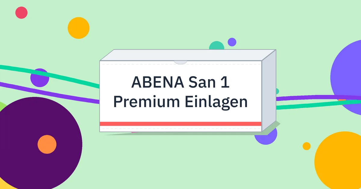 Symbolbild: Packung mit der Aufschrift ABENA San 1 Premium Einlagen (PZN 10219509) – Verfügbarkeit und Bezug in Apotheken in Frankfurt am Main