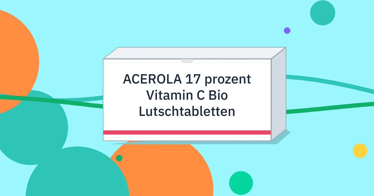 Symbolbild: Packung mit der Aufschrift ACEROLA 17 prozent Vitamin C Bio Lutschtabletten (PZN 19477733) – Verfügbarkeit und Bezug in Apotheken in Frankfurt am Main
