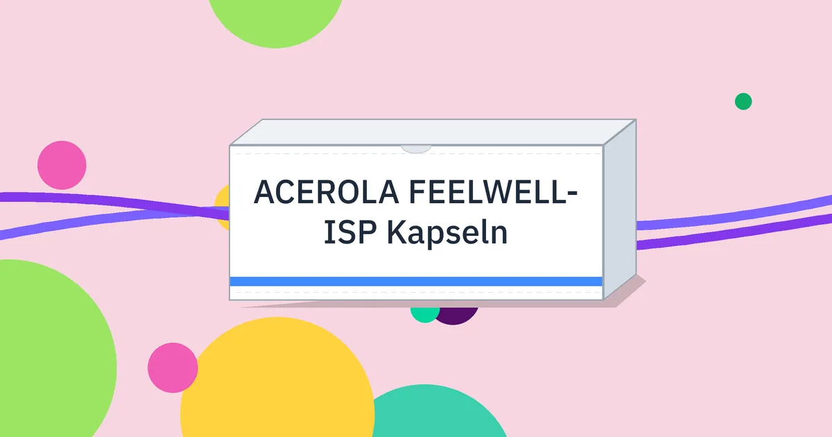 Symbolbild: Packung mit der Aufschrift ACEROLA FEELWELL-ISP Kapseln (PZN 13982766) – Verfügbarkeit und Bezug in Apotheken in Frankfurt am Main