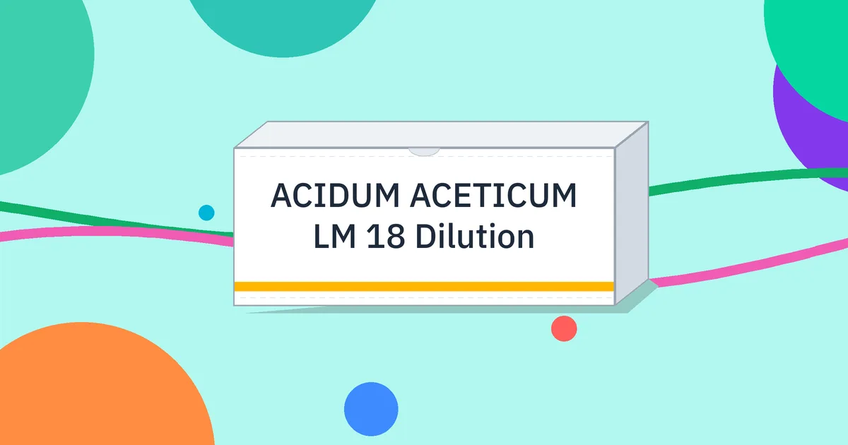 Symbolbild: Packung mit der Aufschrift ACIDUM ACETICUM LM 18 Dilution (PZN 13267118) – Verfügbarkeit und Bezug in Apotheken in Frankfurt am Main