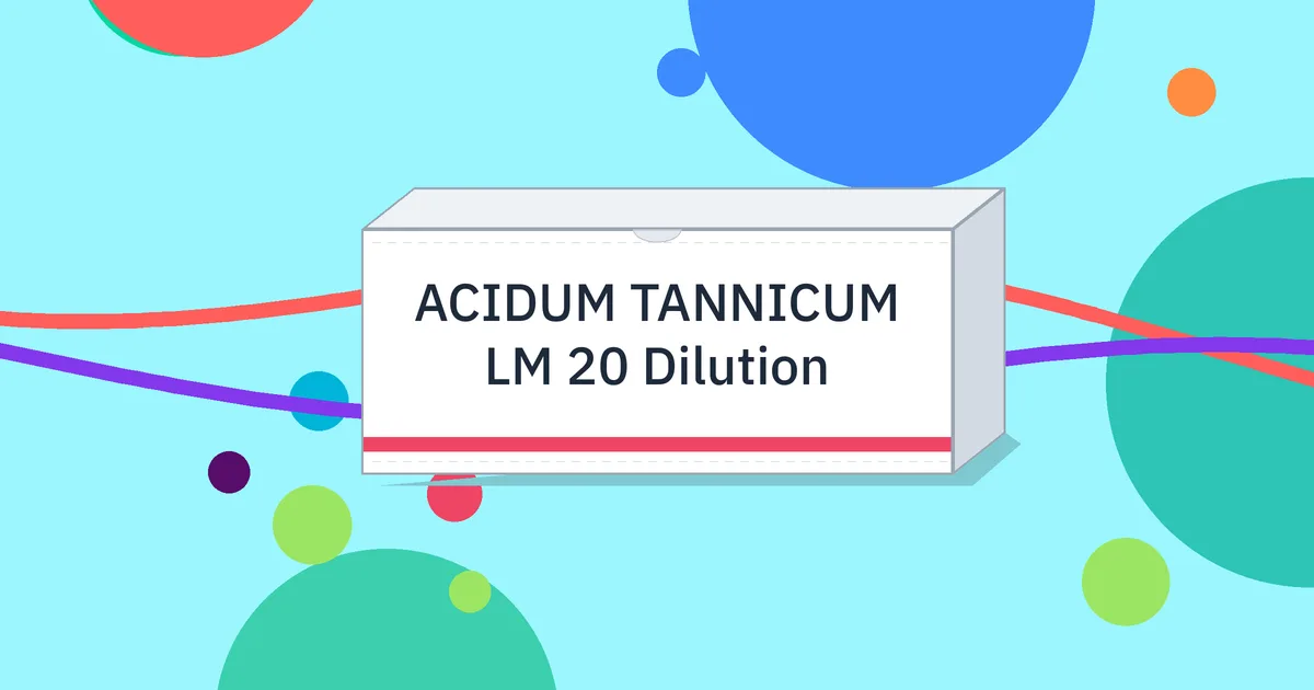 Symbolbild: Packung mit der Aufschrift ACIDUM TANNICUM LM 20 Dilution (PZN 13285955) – Verfügbarkeit und Bezug in Apotheken in Frankfurt am Main