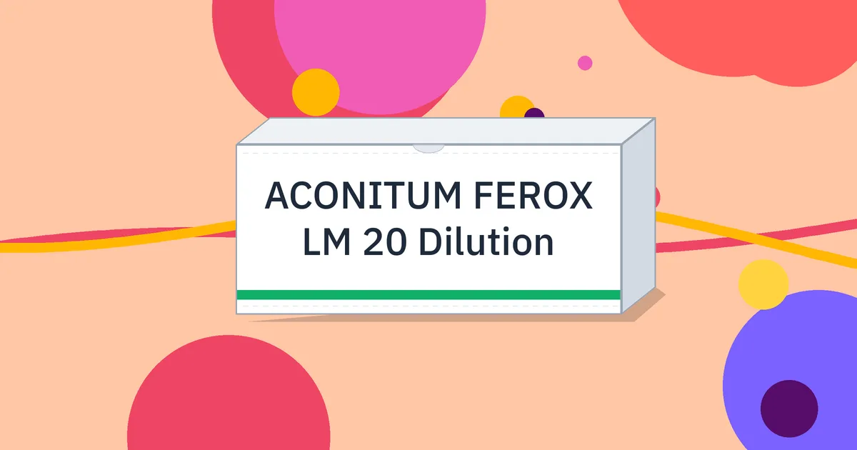 Symbolbild: Packung mit der Aufschrift ACONITUM FEROX LM 20 Dilution (PZN 13290778) – Verfügbarkeit und Bezug in Apotheken in Frankfurt am Main