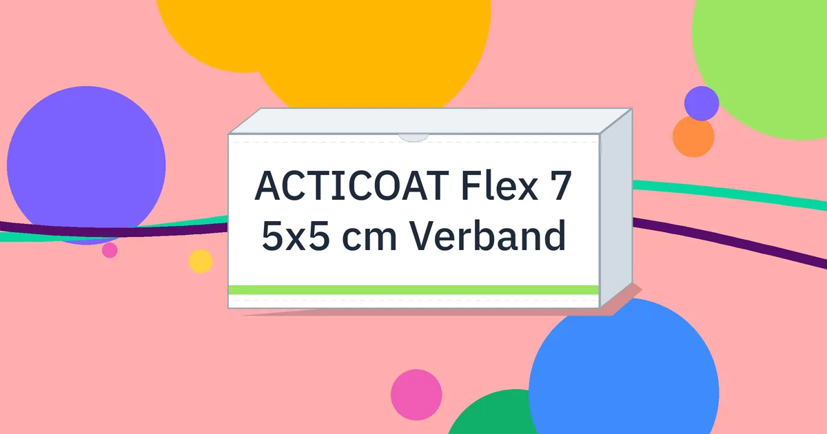 Symbolbild: Packung mit der Aufschrift ACTICOAT Flex 7 5x5 cm Verband (PZN 05372806) – Verfügbarkeit und Bezug in Apotheken in Frankfurt am Main