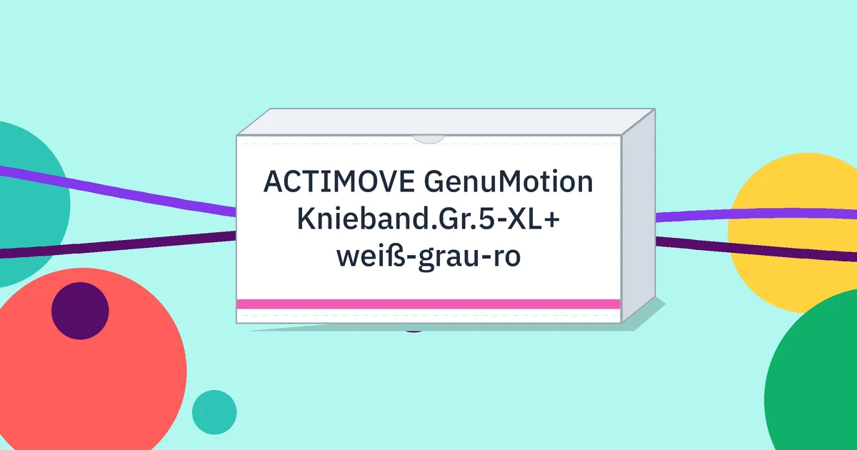 Symbolbild: Packung mit der Aufschrift ACTIMOVE GenuMotion Knieband.Gr.5-XL+ weiß-grau-ro (PZN 17947790) – Verfügbarkeit und Bezug in Apotheken in Frankfurt am Main