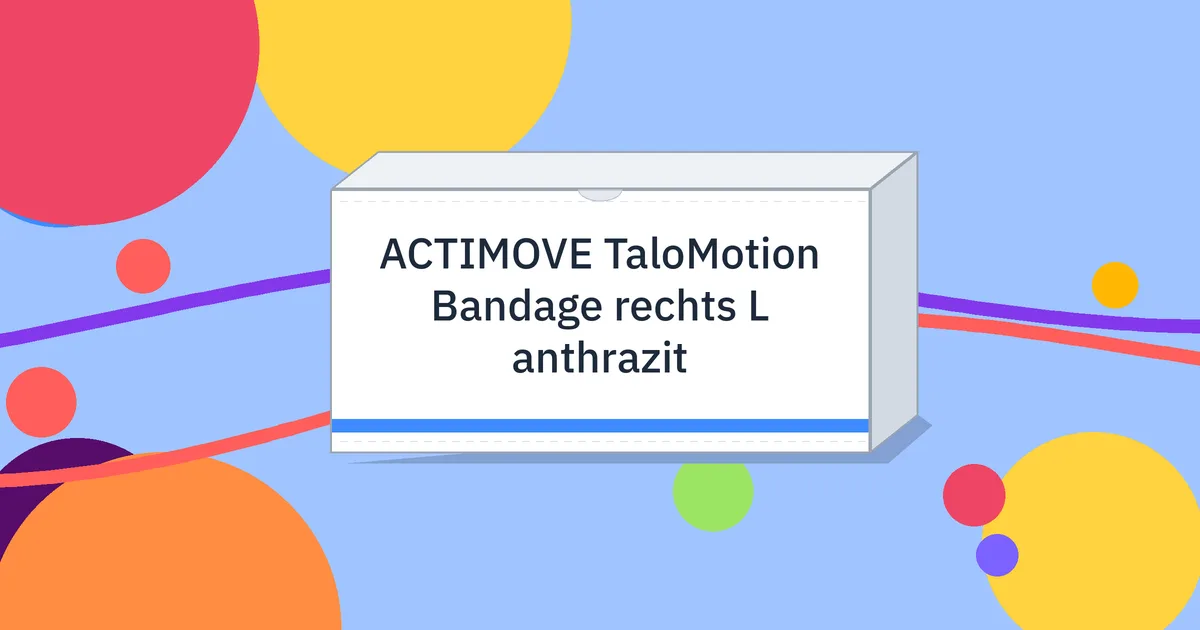 Symbolbild: Packung mit der Aufschrift ACTIMOVE TaloMotion Bandage rechts L anthrazit (PZN 17948826) – Verfügbarkeit und Bezug in Apotheken in Frankfurt am Main