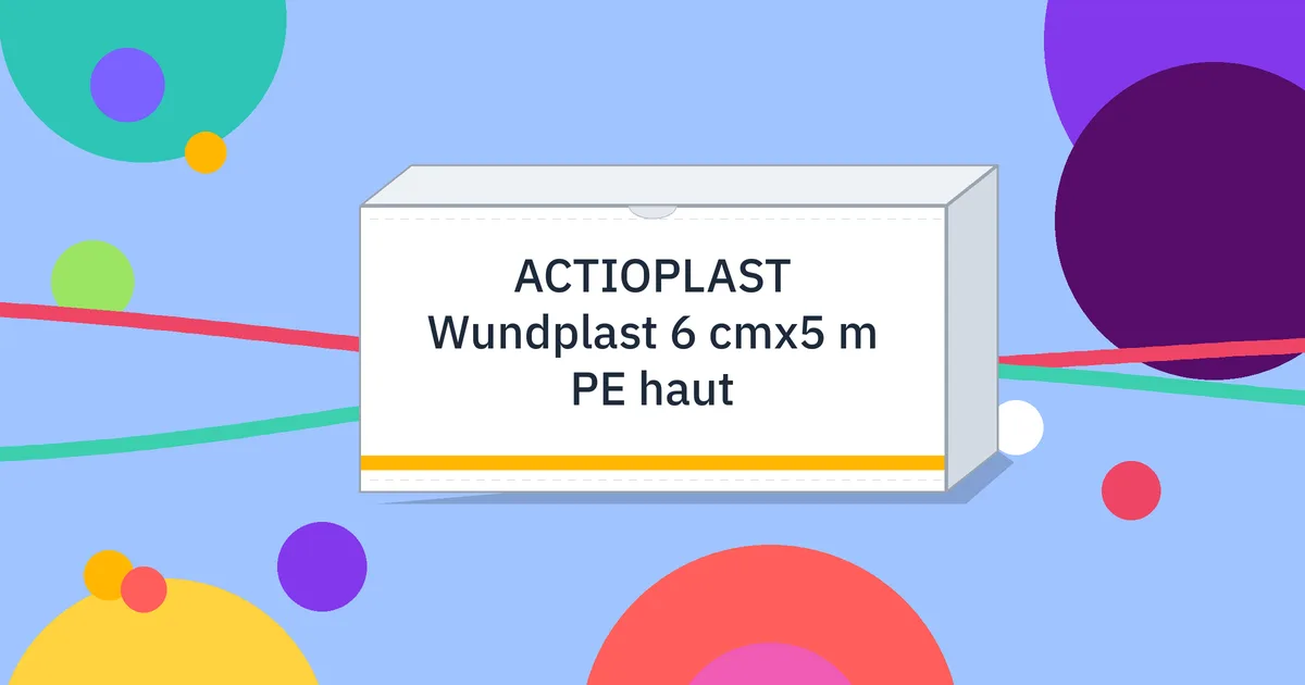 Symbolbild: Packung mit der Aufschrift ACTIOPLAST Wundplast 6 cmx5 m PE haut (PZN 05392648) – Verfügbarkeit und Bezug in Apotheken in Frankfurt am Main