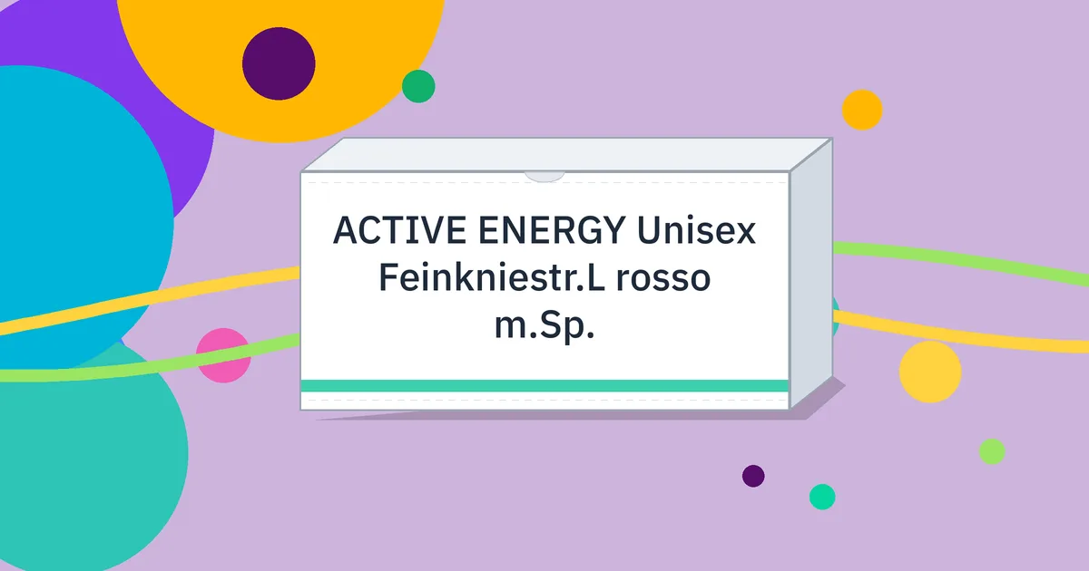 Symbolbild: Packung mit der Aufschrift ACTIVE ENERGY Unisex Feinkniestr.L rosso m.Sp. (PZN 16194294) – Verfügbarkeit und Bezug in Apotheken in Frankfurt am Main