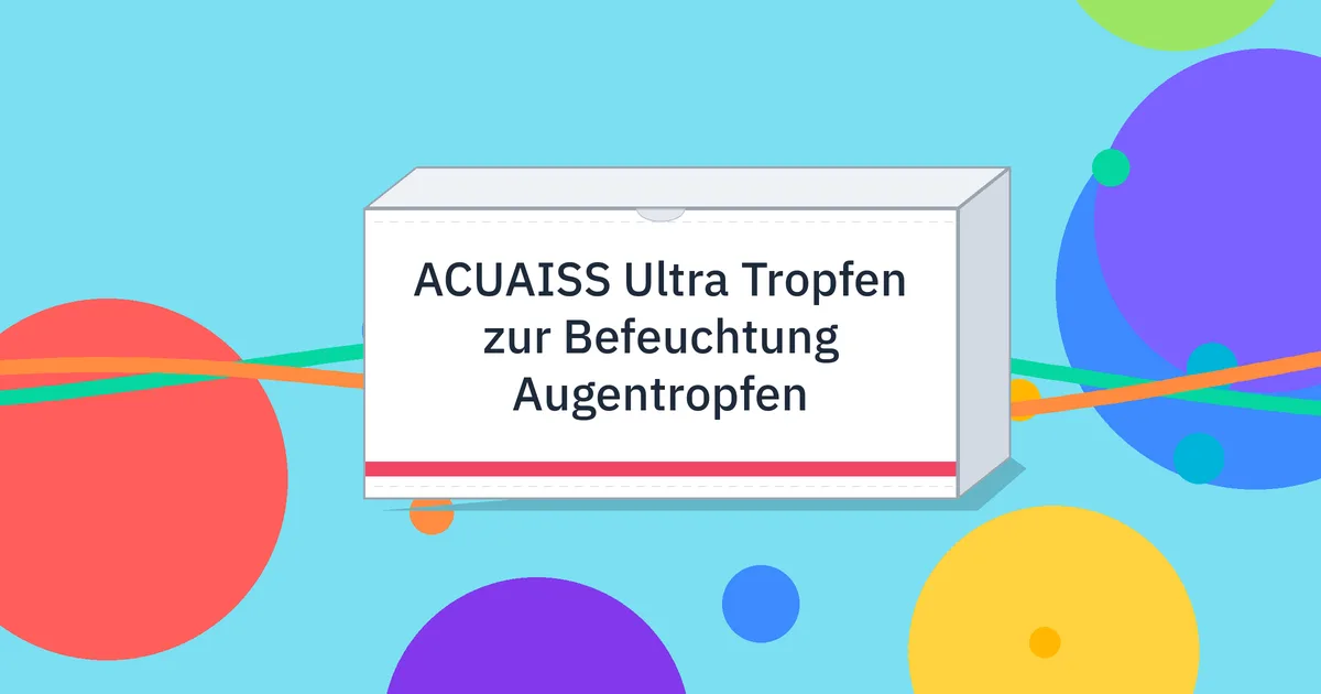 Symbolbild: Packung mit der Aufschrift ACUAISS Ultra Tropfen zur Befeuchtung Augentropfen (PZN 15566693) – Verfügbarkeit und Bezug in Apotheken in Frankfurt am Main