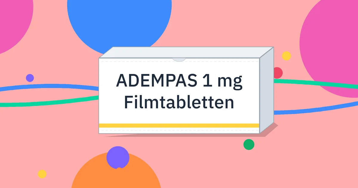 Symbolbild: Packung mit der Aufschrift ADEMPAS 1 mg Filmtabletten (PZN 10002856) – Verfügbarkeit und Bezug in Apotheken in Frankfurt am Main
