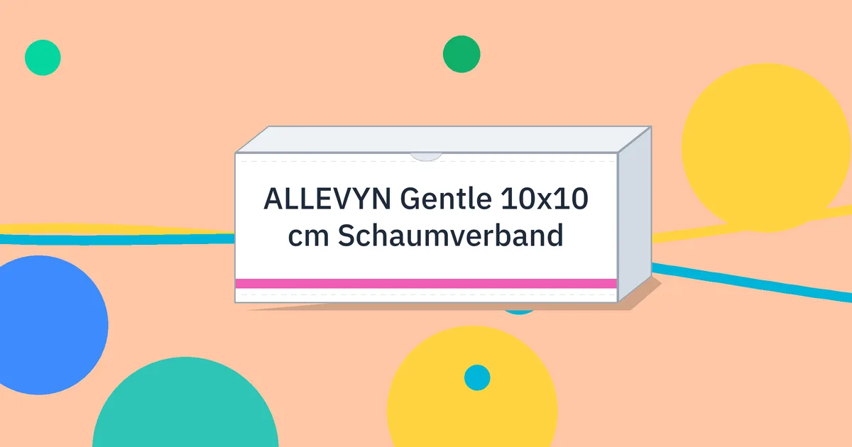 Symbolbild: Packung mit der Aufschrift ALLEVYN Gentle 10x10 cm Schaumverband (PZN 19698150) – Verfügbarkeit und Bezug in Apotheken in Frankfurt am Main