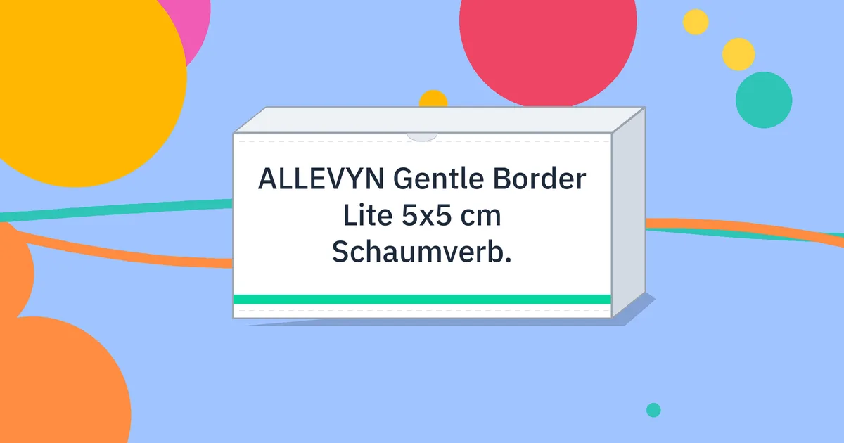 Symbolbild: Packung mit der Aufschrift ALLEVYN Gentle Border Lite 5x5 cm Schaumverb. (PZN 17163522) – Verfügbarkeit und Bezug in Apotheken in Frankfurt am Main