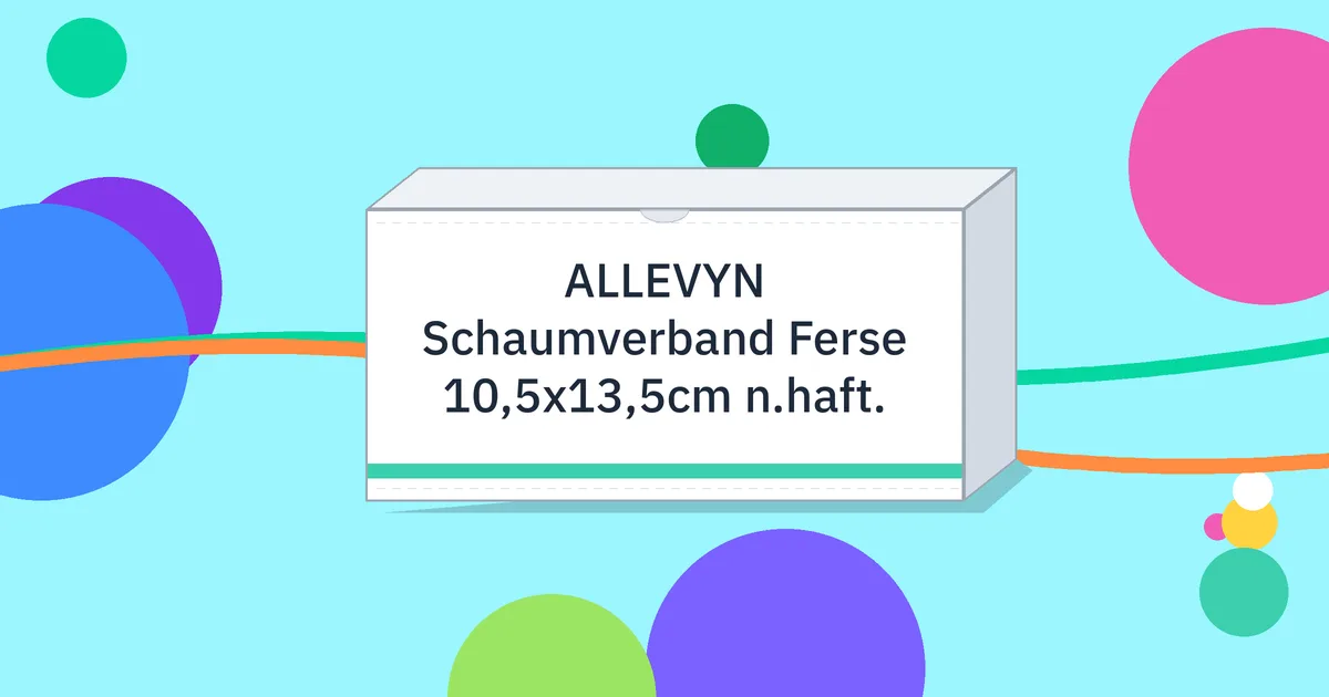 Symbolbild: Packung mit der Aufschrift ALLEVYN Schaumverband Ferse 10,5x13,5cm n.haft. (PZN 12340907) – Verfügbarkeit und Bezug in Apotheken in Frankfurt am Main