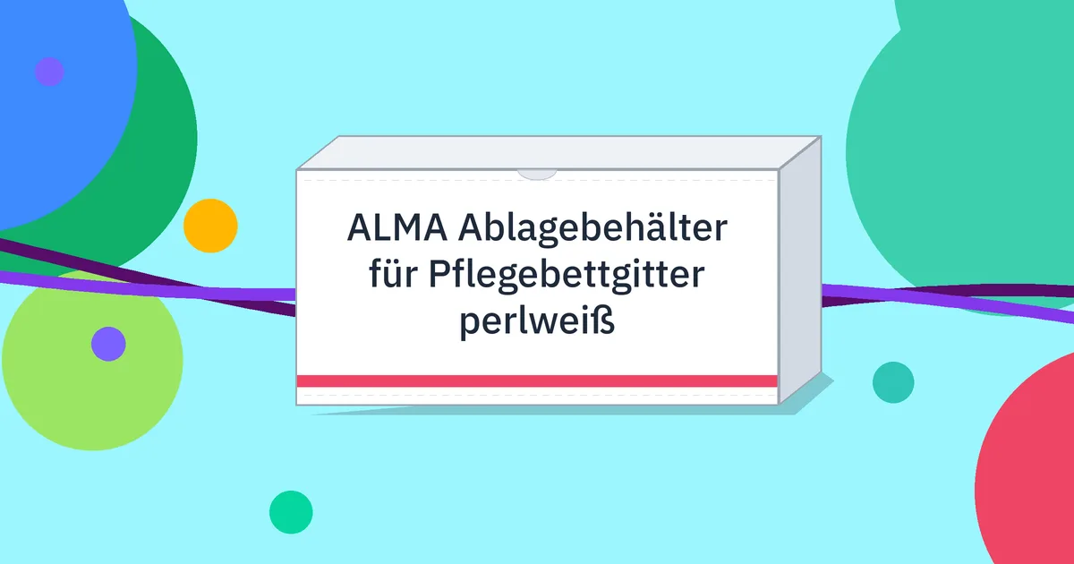 Symbolbild: Packung mit der Aufschrift ALMA Ablagebehälter für Pflegebettgitter perlweiß (PZN 15896410) – Verfügbarkeit und Bezug in Apotheken in Frankfurt am Main