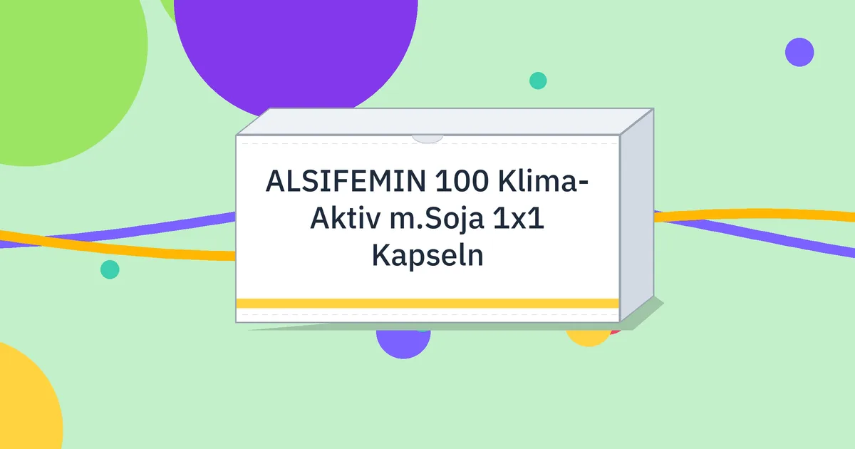 Symbolbild: Packung mit der Aufschrift ALSIFEMIN 100 Klima-Aktiv m.Soja 1x1 Kapseln (PZN 05969728) – Verfügbarkeit und Bezug in Apotheken in Frankfurt am Main