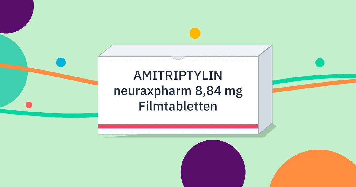 Symbolbild: Packung mit der Aufschrift AMITRIPTYLIN neuraxpharm 8,84 mg Filmtabletten (PZN 18265302) – Verfügbarkeit und Bezug in Apotheken in Frankfurt am Main