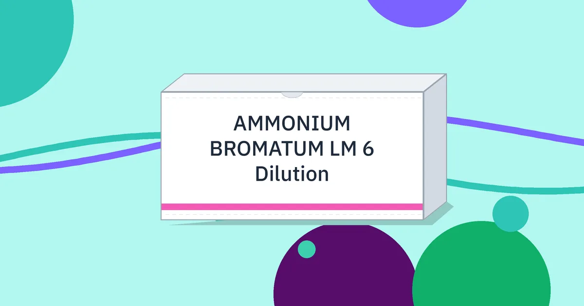 Symbolbild: Packung mit der Aufschrift AMMONIUM BROMATUM LM 6 Dilution (PZN 13320321) – Verfügbarkeit und Bezug in Apotheken in Frankfurt am Main