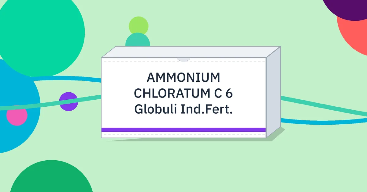 Symbolbild: Packung mit der Aufschrift AMMONIUM CHLORATUM C 6 Globuli Ind.Fert. (PZN 17642889) – Verfügbarkeit und Bezug in Apotheken in Frankfurt am Main