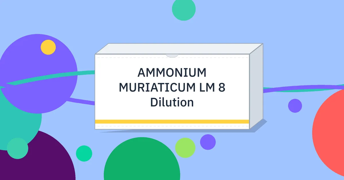 Symbolbild: Packung mit der Aufschrift AMMONIUM MURIATICUM LM 8 Dilution (PZN 12761017) – Verfügbarkeit und Bezug in Apotheken in Frankfurt am Main