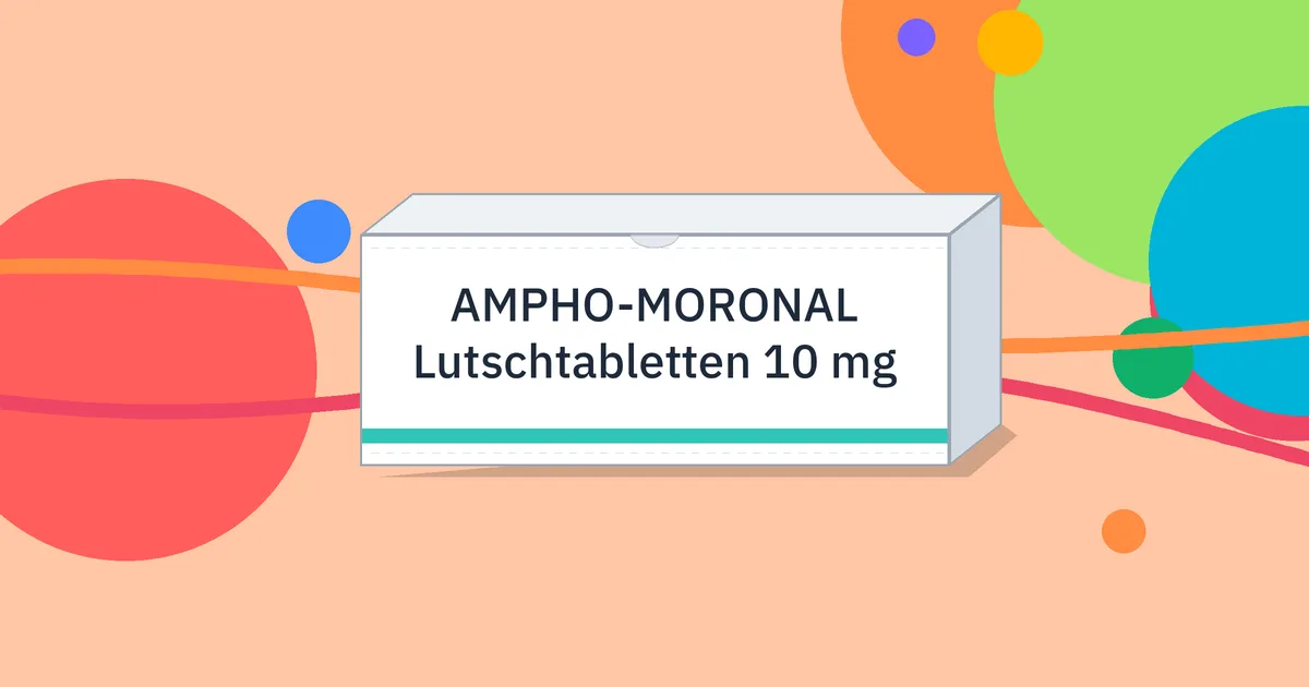 Symbolbild: Packung mit der Aufschrift AMPHO-MORONAL Lutschtabletten 10 mg (PZN 07287909) – Verfügbarkeit und Bezug in Apotheken in Frankfurt am Main