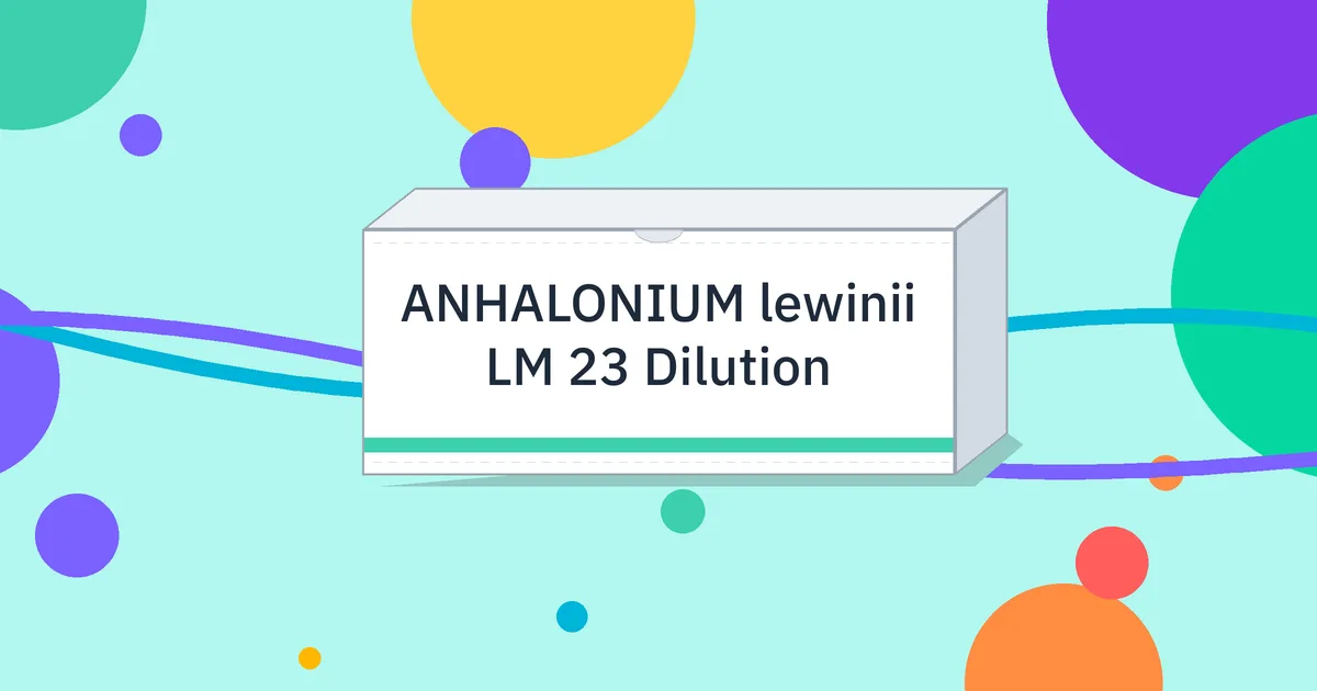 Symbolbild: Packung mit der Aufschrift ANHALONIUM lewinii LM 23 Dilution (PZN 13369020) – Verfügbarkeit und Bezug in Apotheken in Frankfurt am Main