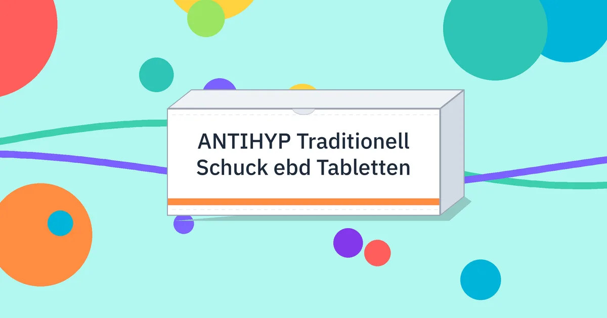Symbolbild: Packung mit der Aufschrift ANTIHYP Traditionell Schuck ebd Tabletten (PZN 16830620) – Verfügbarkeit und Bezug in Apotheken in Frankfurt am Main
