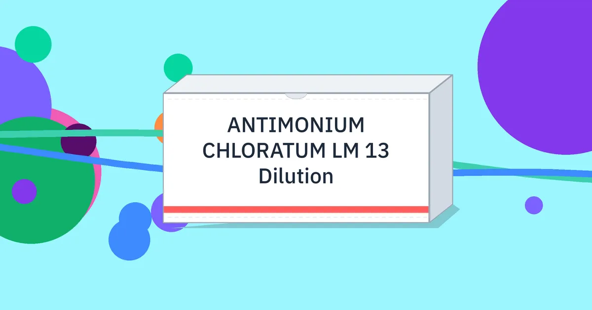 Symbolbild: Packung mit der Aufschrift ANTIMONIUM CHLORATUM LM 13 Dilution (PZN 13372631) – Verfügbarkeit und Bezug in Apotheken in Frankfurt am Main