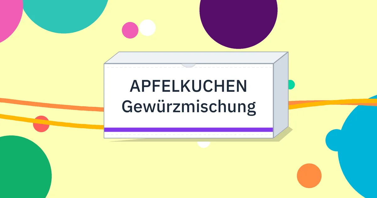 Symbolbild: Packung mit der Aufschrift APFELKUCHEN Gewürzmischung (PZN 10982300) – Verfügbarkeit und Bezug in Apotheken in Frankfurt am Main