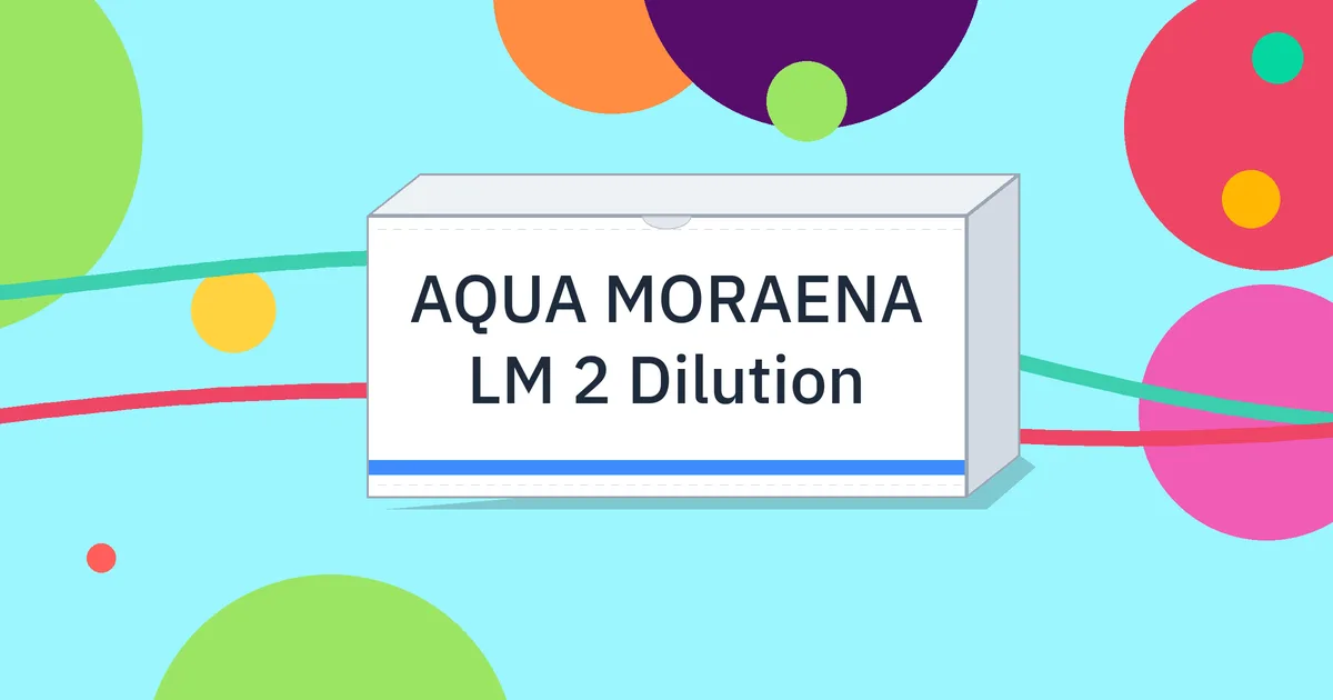 Symbolbild: Packung mit der Aufschrift AQUA MORAENA LM 2 Dilution (PZN 13755237) – Verfügbarkeit und Bezug in Apotheken in Frankfurt am Main
