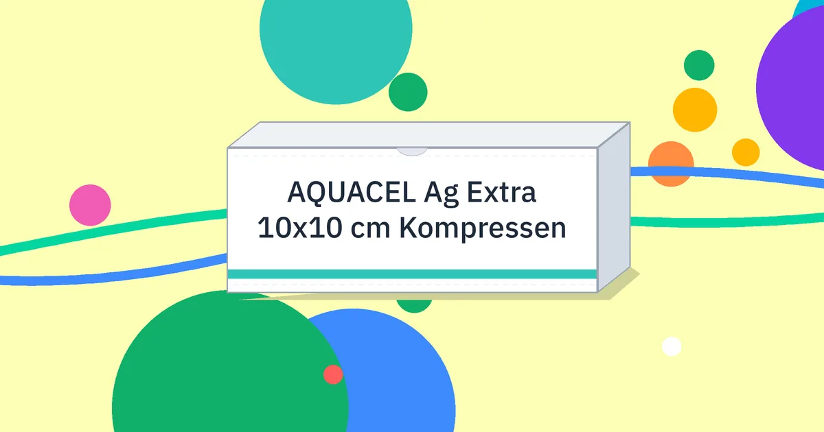 Symbolbild: Packung mit der Aufschrift AQUACEL Ag Extra 10x10 cm Kompressen (PZN 18126049) – Verfügbarkeit und Bezug in Apotheken in Frankfurt am Main