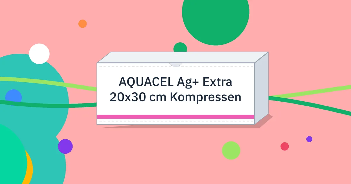 Symbolbild: Packung mit der Aufschrift AQUACEL Ag+ Extra 20x30 cm Kompressen (PZN 18743747) – Verfügbarkeit und Bezug in Apotheken in Frankfurt am Main