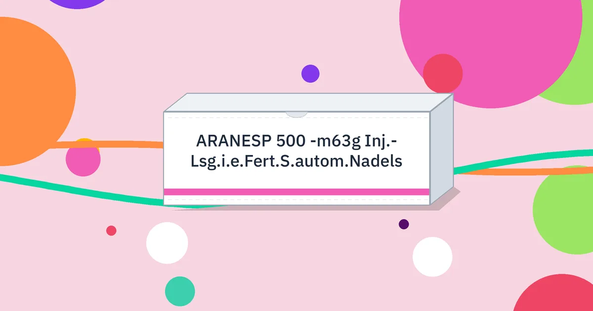 Symbolbild: Packung mit der Aufschrift ARANESP 500 -m63g Inj.-Lsg.i.e.Fert.S.autom.Nadels (PZN 09196246) – Verfügbarkeit und Bezug in Apotheken in Frankfurt am Main