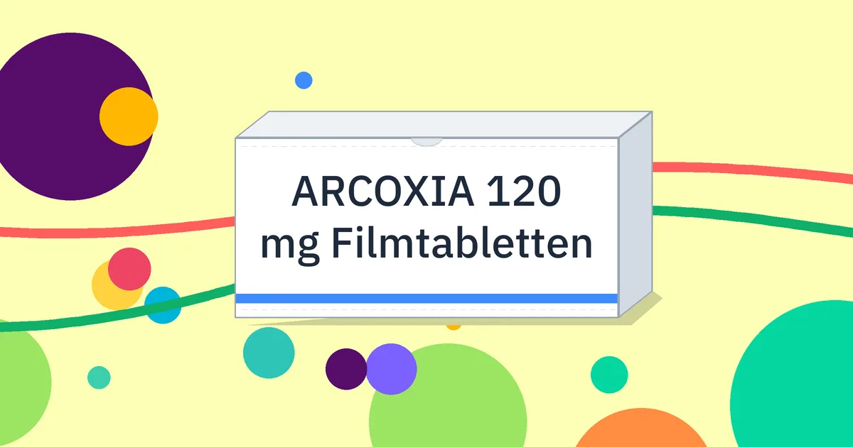 Symbolbild: Packung mit der Aufschrift ARCOXIA 120 mg Filmtabletten (PZN 01124603) – Verfügbarkeit und Bezug in Apotheken in Frankfurt am Main