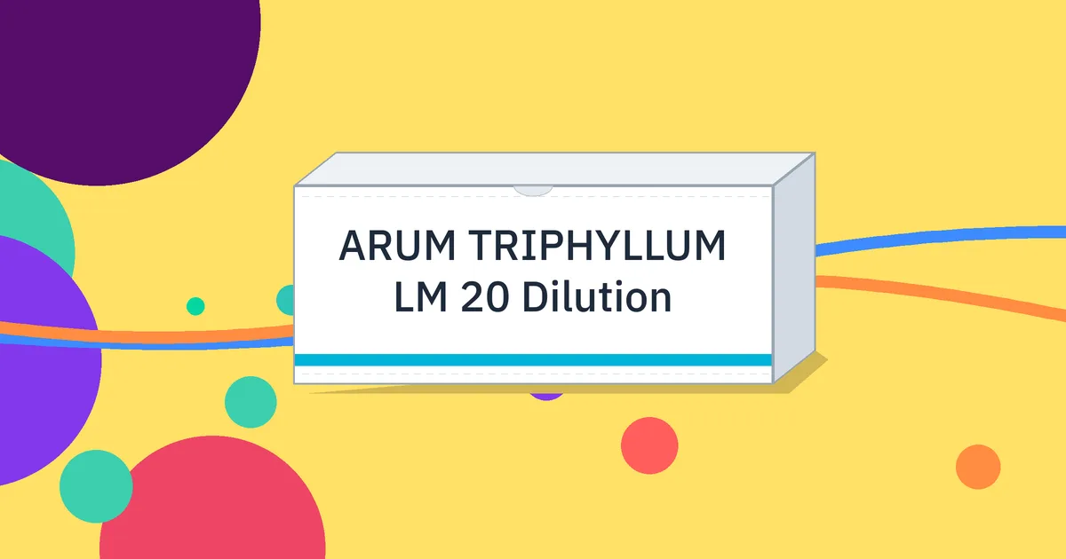 Symbolbild: Packung mit der Aufschrift ARUM TRIPHYLLUM LM 20 Dilution (PZN 12780776) – Verfügbarkeit und Bezug in Apotheken in Frankfurt am Main