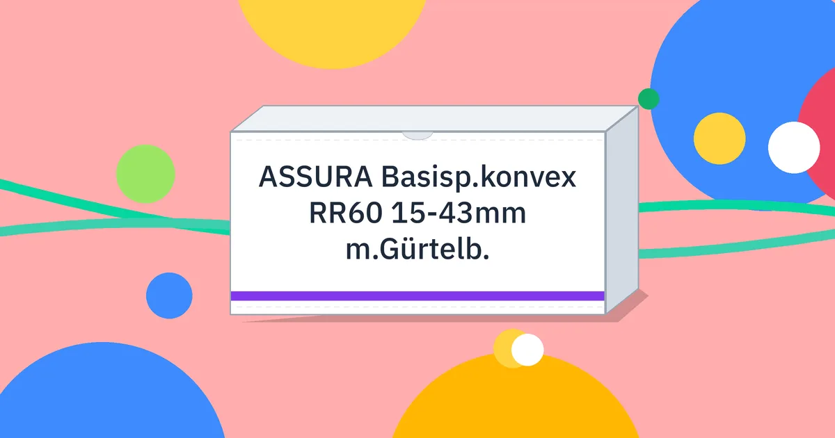 Symbolbild: Packung mit der Aufschrift ASSURA Basisp.konvex RR60 15-43mm m.Gürtelb. (PZN 07702277) – Verfügbarkeit und Bezug in Apotheken in Frankfurt am Main