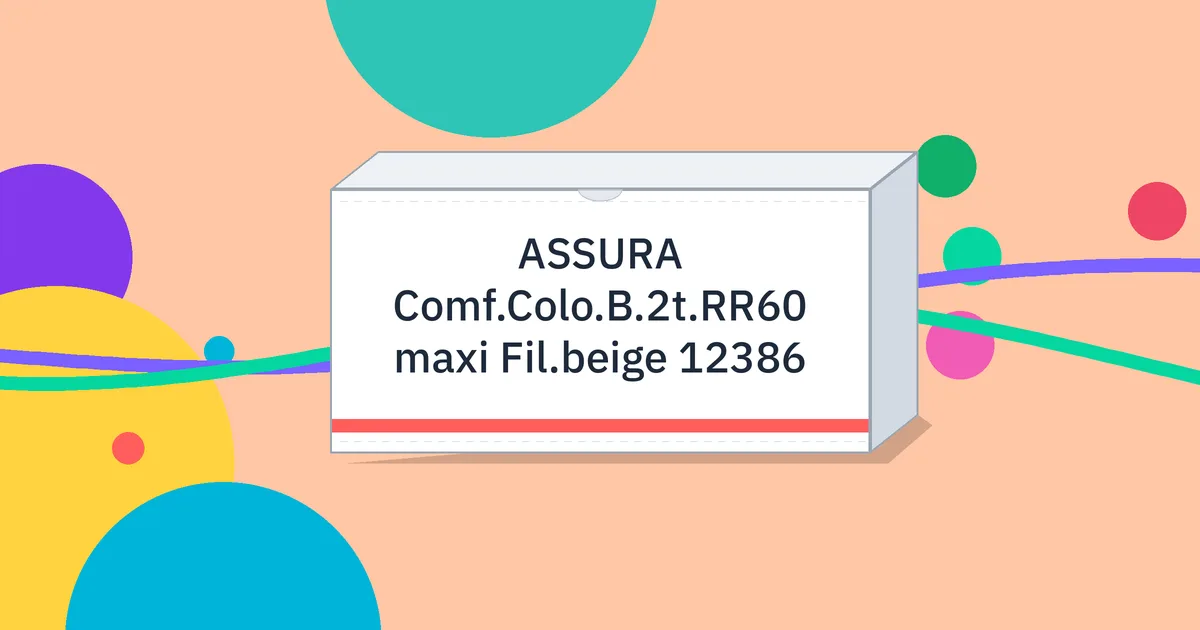 Symbolbild: Packung mit der Aufschrift ASSURA Comf.Colo.B.2t.RR60 maxi Fil.beige 12386 (PZN 00742204) – Verfügbarkeit und Bezug in Apotheken in Frankfurt am Main
