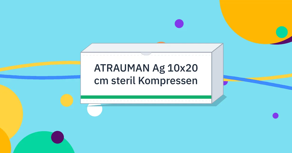 Symbolbild: Packung mit der Aufschrift ATRAUMAN Ag 10x20 cm steril Kompressen (PZN 18124731) – Verfügbarkeit und Bezug in Apotheken in Frankfurt am Main