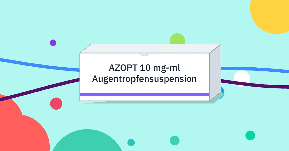 Symbolbild: Packung mit der Aufschrift AZOPT 10 mg-ml Augentropfensuspension (PZN 02477373) – Verfügbarkeit und Bezug in Apotheken in Frankfurt am Main