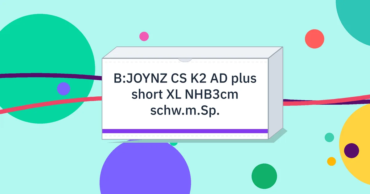 Symbolbild: Packung mit der Aufschrift B:JOYNZ CS K2 AD plus short XL NHB3cm schw.m.Sp. (PZN 20530243) – Verfügbarkeit und Bezug in Apotheken in Frankfurt am Main