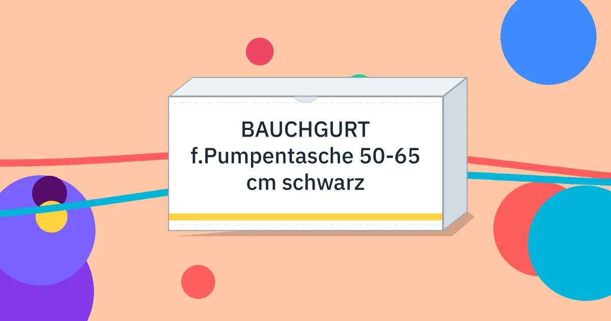Symbolbild: Packung mit der Aufschrift BAUCHGURT f.Pumpentasche 50-65 cm schwarz (PZN 13915600) – Verfügbarkeit und Bezug in Apotheken in Frankfurt am Main