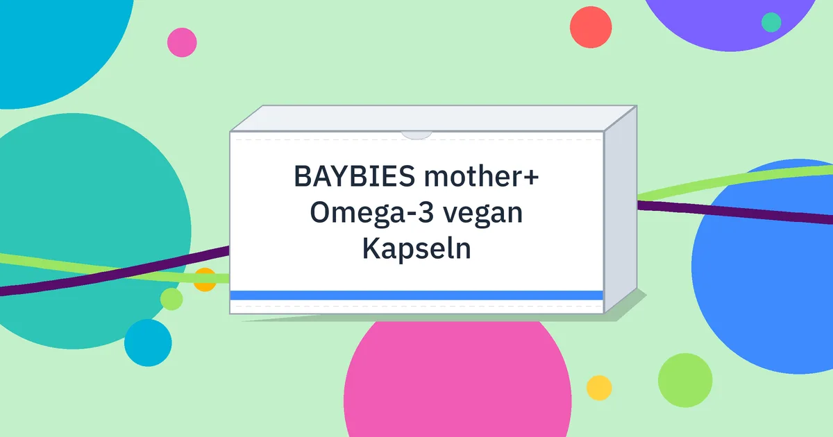 Symbolbild: Packung mit der Aufschrift BAYBIES mother+ Omega-3 vegan Kapseln (PZN 20687217) – Verfügbarkeit und Bezug in Apotheken in Frankfurt am Main