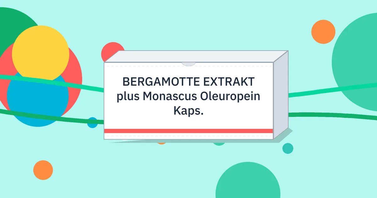 Symbolbild: Packung mit der Aufschrift BERGAMOTTE EXTRAKT plus Monascus Oleuropein Kaps. (PZN 19300526) – Verfügbarkeit und Bezug in Apotheken in Frankfurt am Main